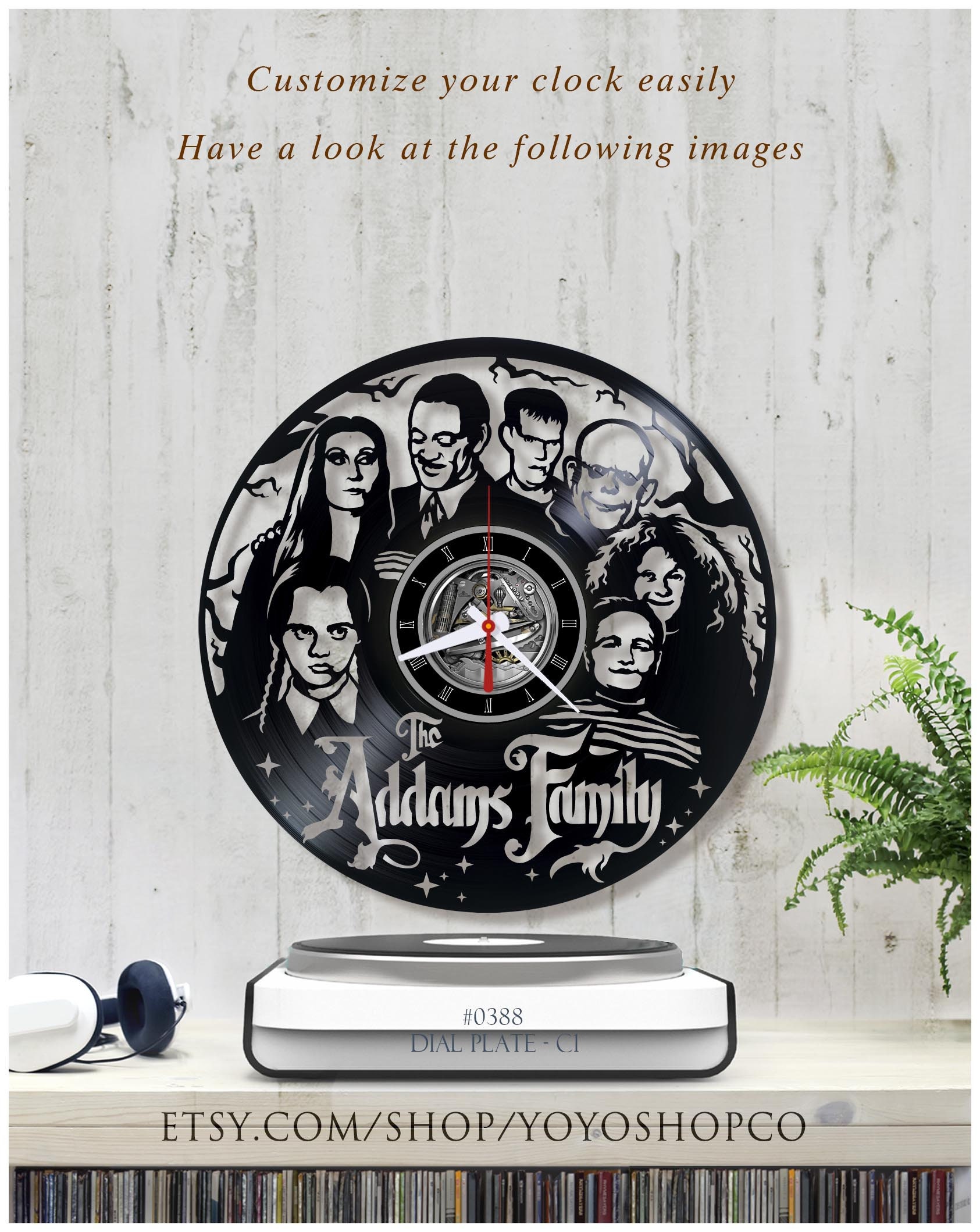 The Addams Family Vinyl Clock/Gomez and Morticia Addams Wall | Etsy