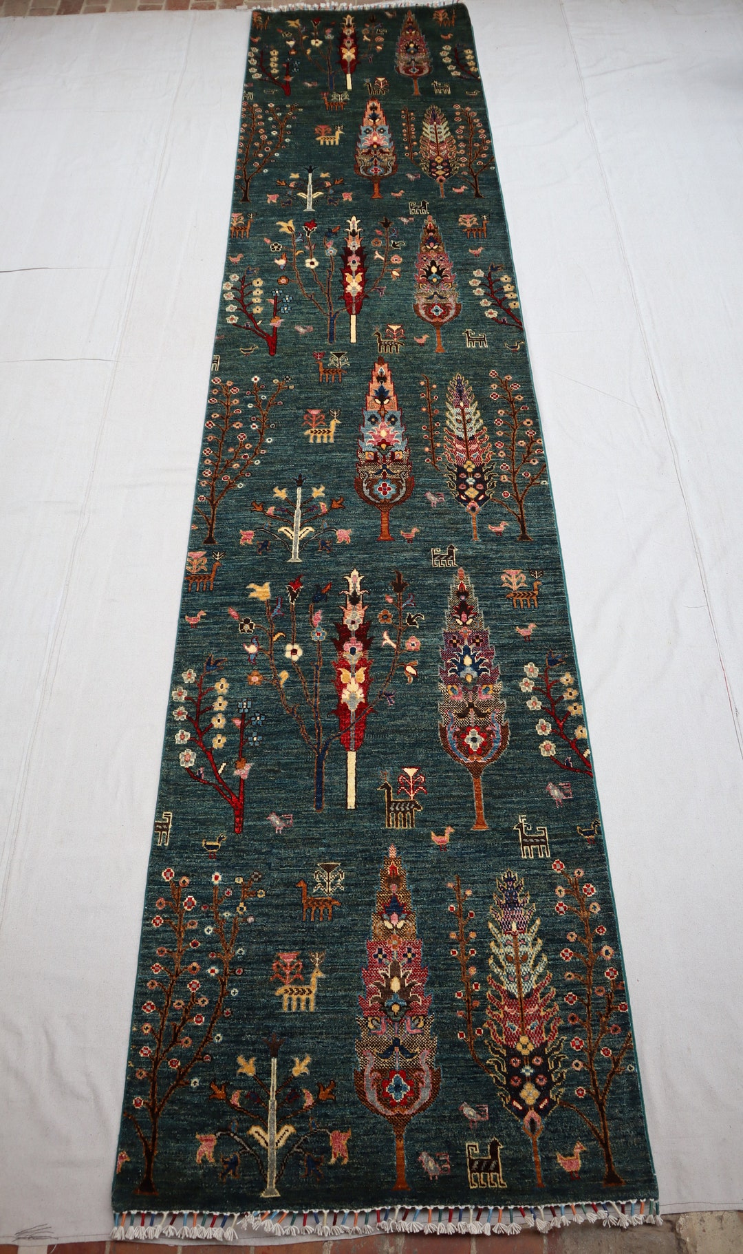 Afghan Rug Runner for Hallway 14 Ft Runner Hand Knotted Wool Rug - Etsy