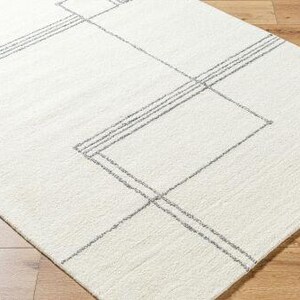 Minimalist Hand-tufted Wool Rug 8x10 Ft Clean Line Pattern Living Room ...