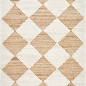 Hand-woven Jute Rug 8x10 Ft Diamond Pattern Natural Fiber Living Room ...