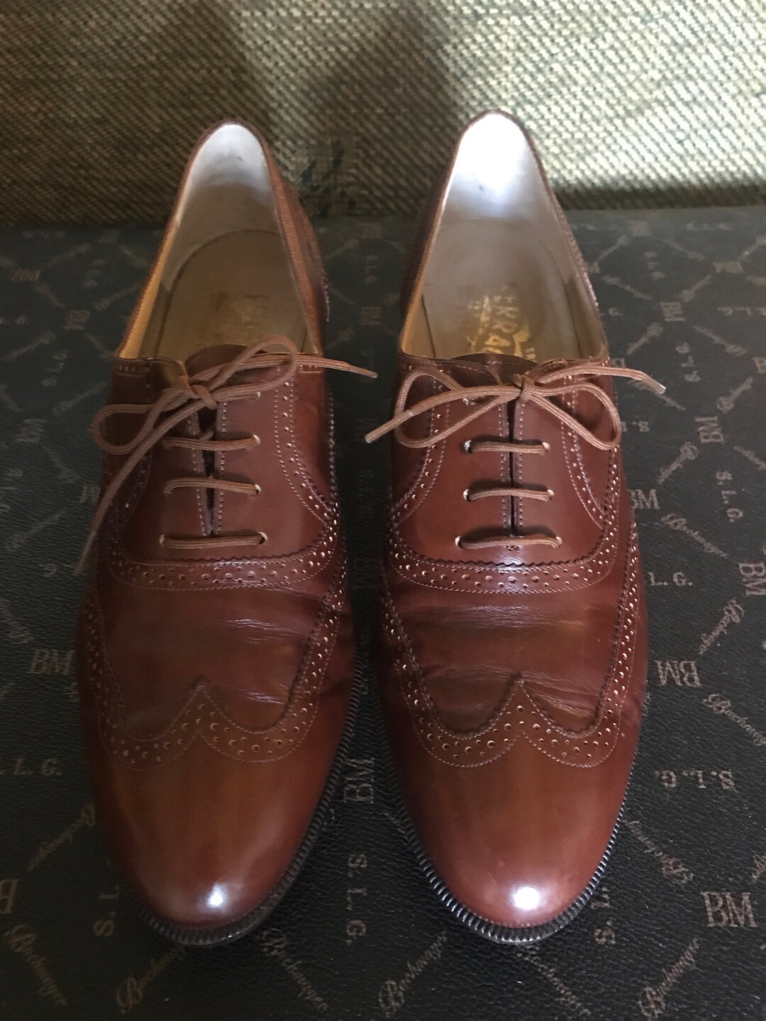 Vintage Salvatore Ferragamo Tan Brogues, Italian Tan Brogues, Vintage ...