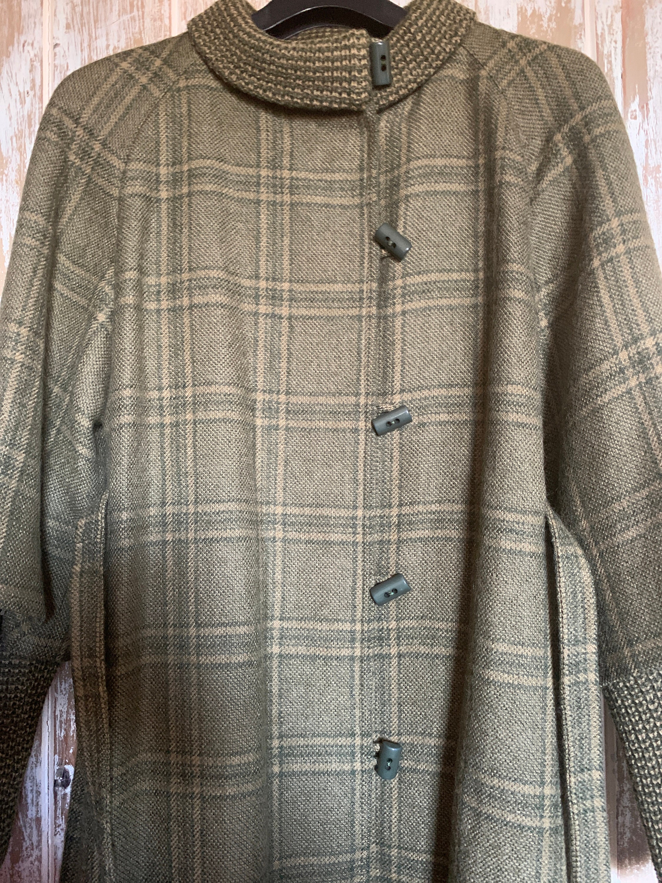 Vintage Green Plaid Check Coat - Etsy