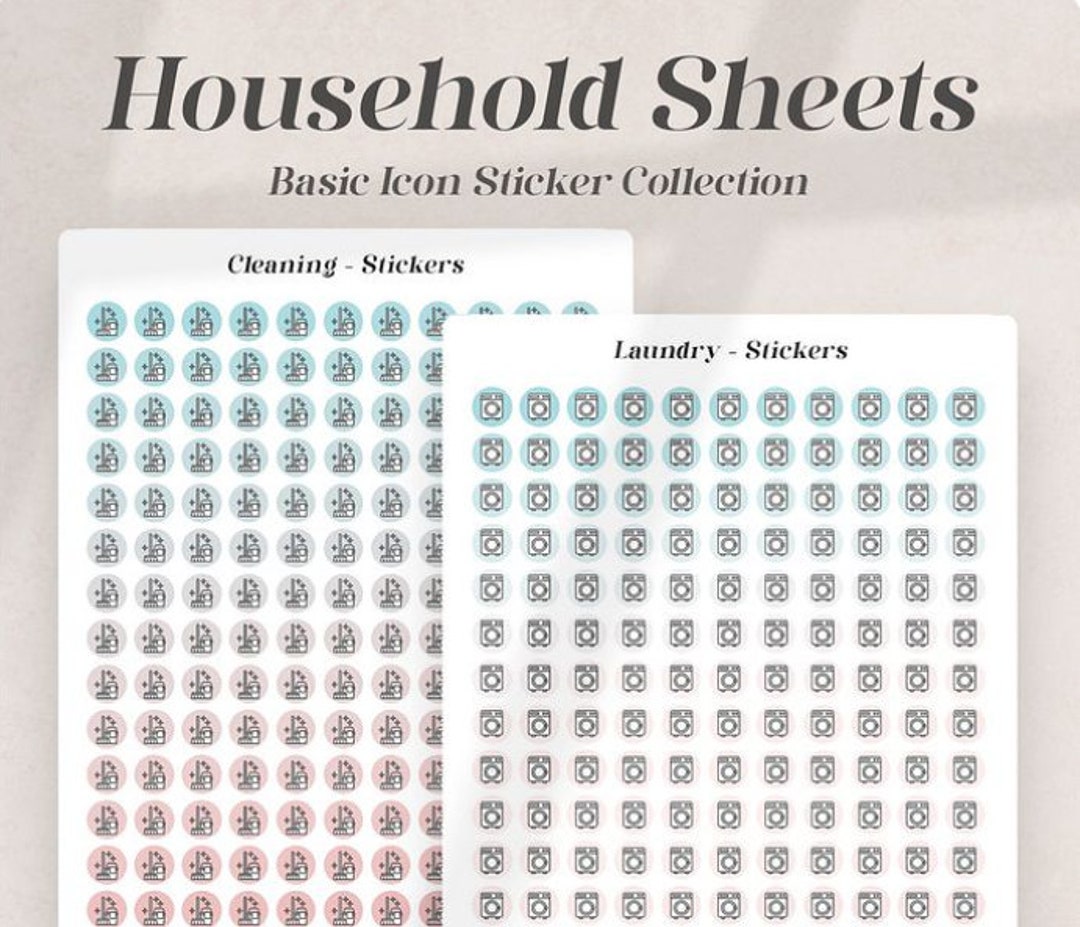 Printable Icon Stickers Housework Icons Digital Printable Planner ...