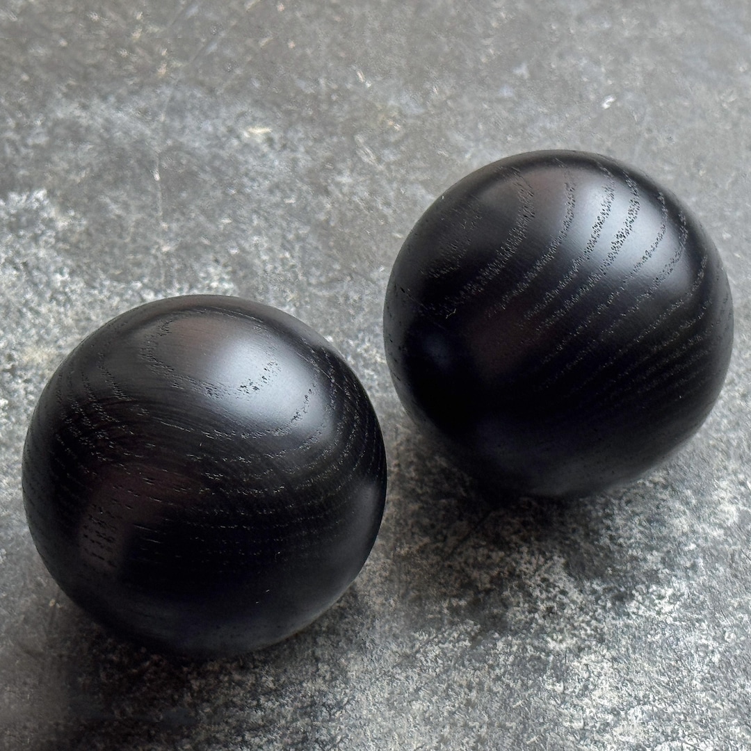 Black Bog Oak 48mm Baoding Balls, Palm Fidget EDC Tool, Solid Wood ...