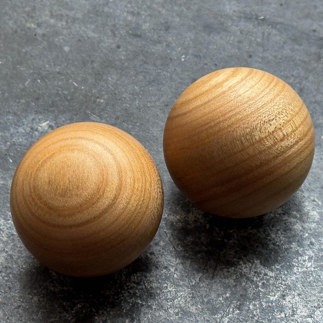 Cherry Wood Large 48mm Relaxation Balls, Wooden Art Object, EDC Hand ...