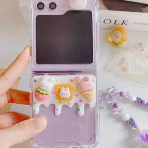Rabbit Bunny Toast Icecream Syrup Decoden Hard Samsung Galaxy Z Flip5/z ...