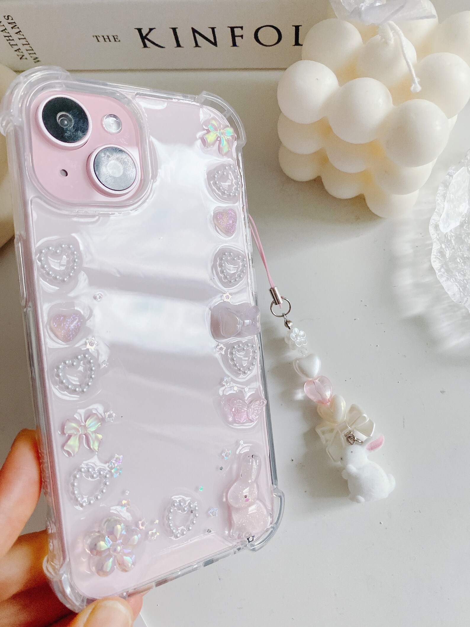Rabbit Bunny Pink Ribbon iPhone 15/14/13/12/11 Galaxy S24/S23/S22/S21 ...