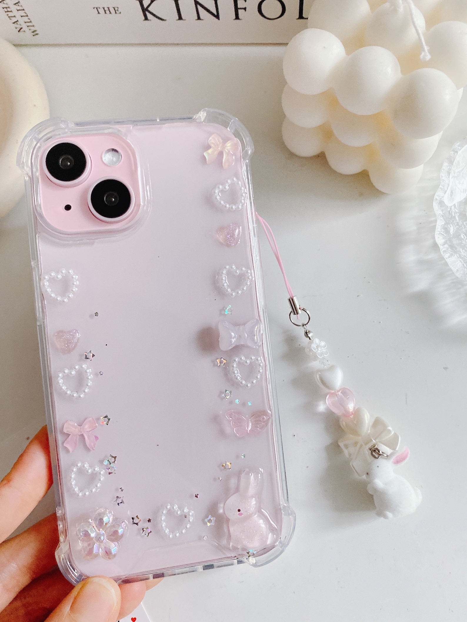 Rabbit Bunny Pink Ribbon iPhone 15/14/13/12/11 Galaxy S24/S23/S22/S21 ...