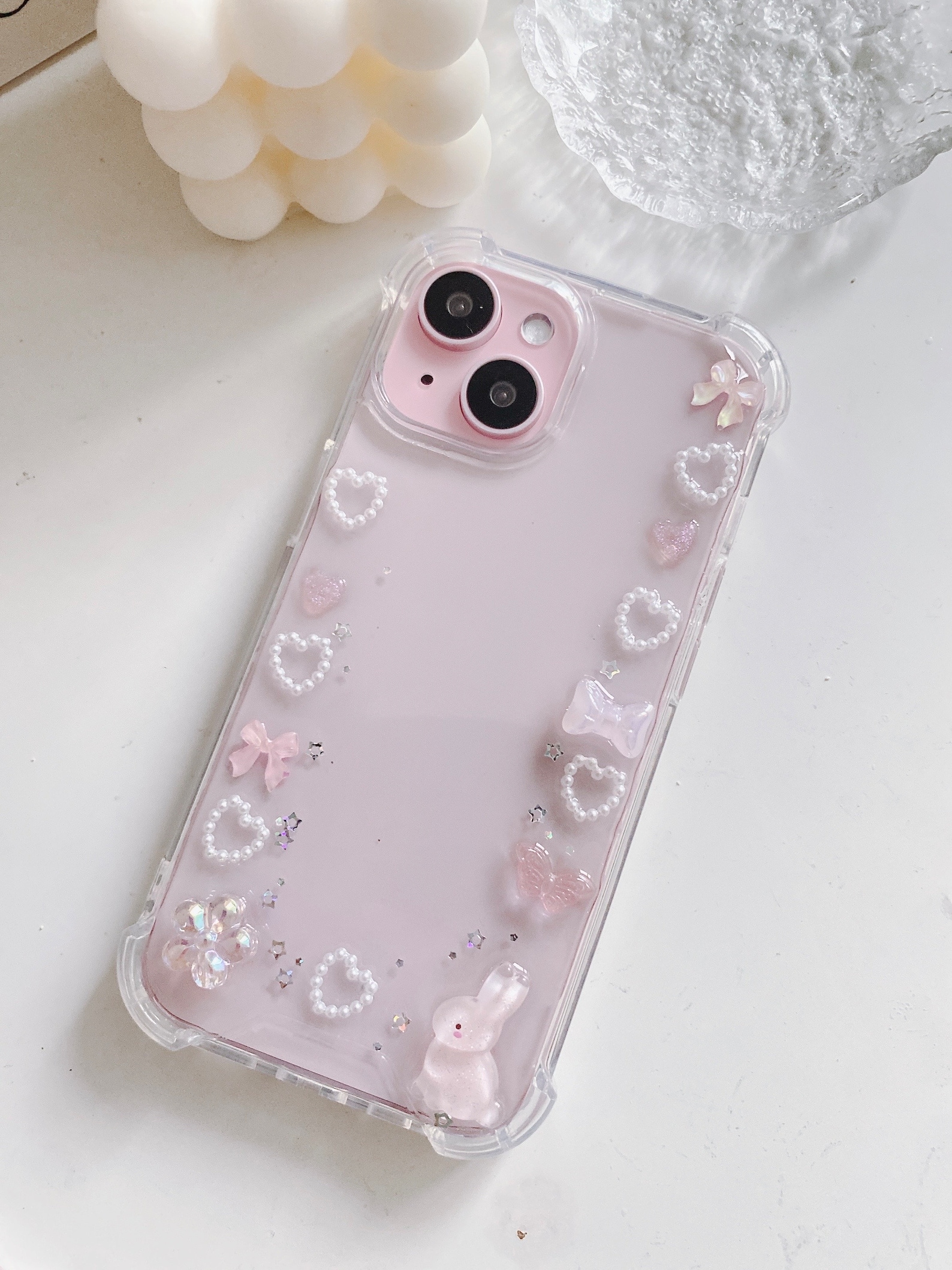 Rabbit Bunny Pink Ribbon iPhone 15/14/13/12/11 Galaxy S24/S23/S22/S21 ...