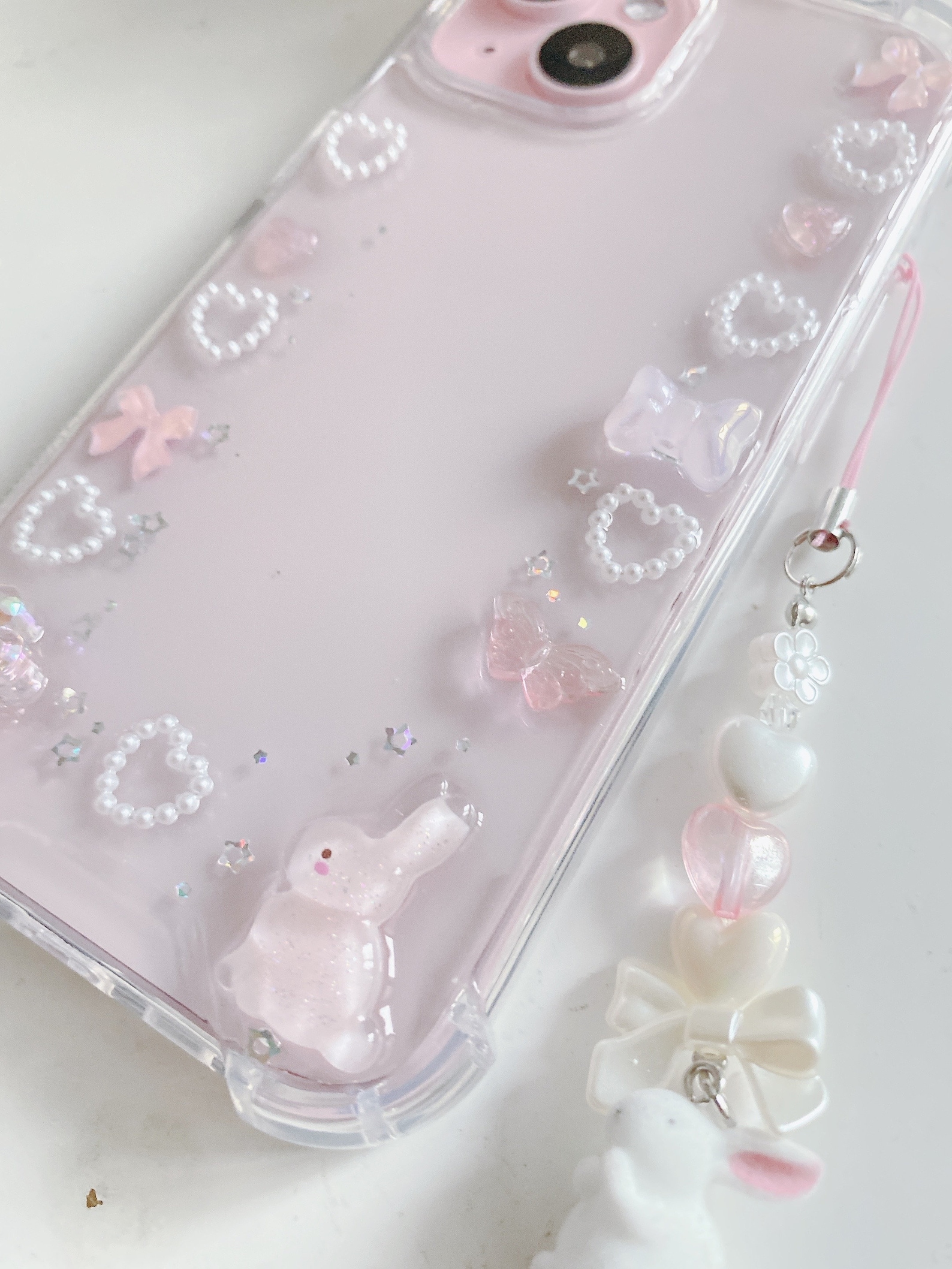 Rabbit Bunny Pink Ribbon iPhone 15/14/13/12/11 Galaxy S24/S23/S22/S21 ...