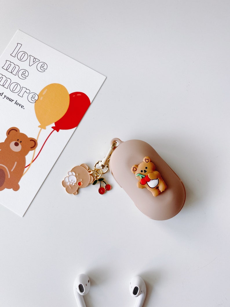 Brown Bear Cherry Galaxy Buds and Buds Plus Case Keychain - Etsy