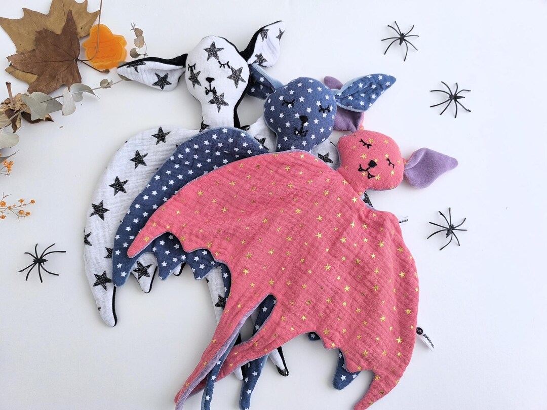 Halloween Bat Lovey, Double Gauze Comforter, Baby Blanket Blue White ...