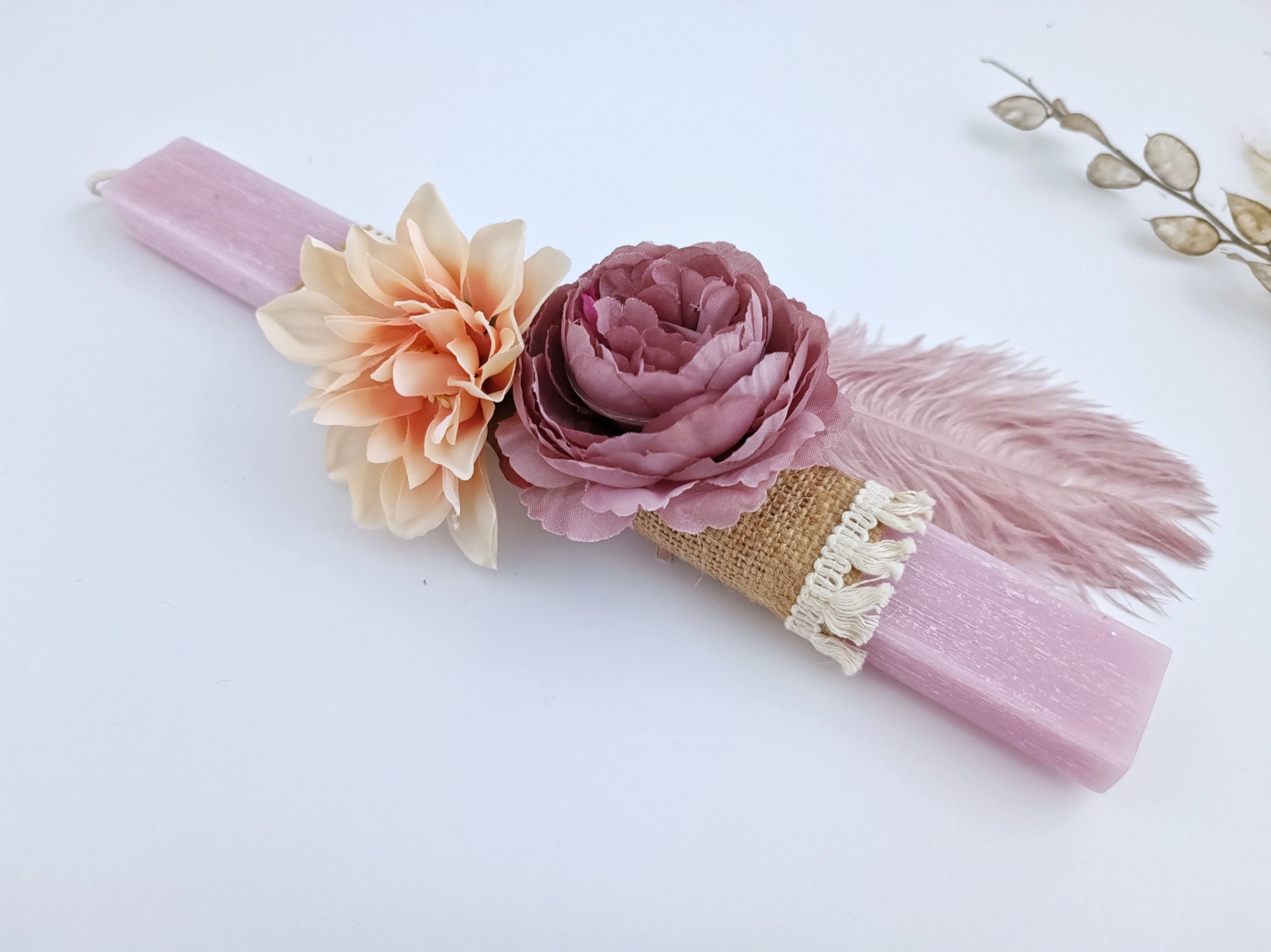 Greek Easter Candles With Flower Hair Clip, Girls Lampada, Πασχαλινή ...
