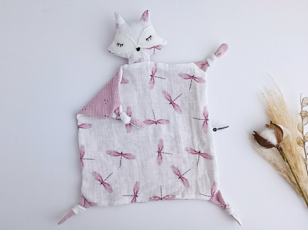FOX Baby Comforter, Fox Lovey With Dragonfly Print, Double Gauze Cotton ...