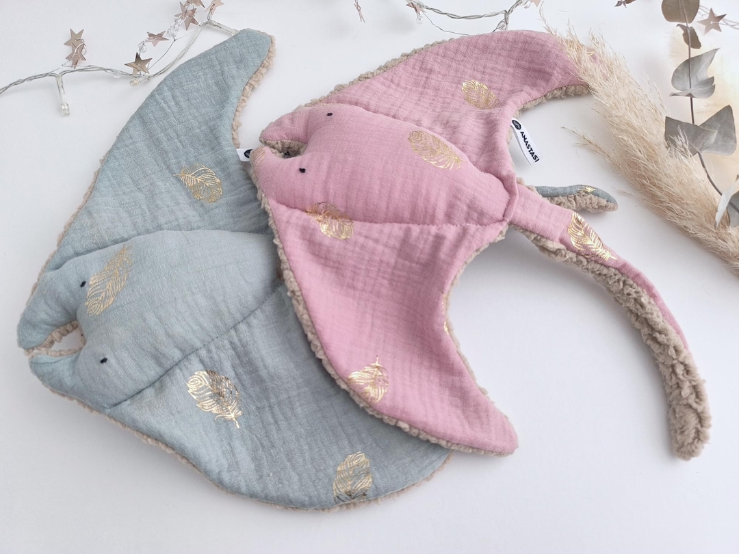 Handmade Manta Ray Baby Comforter: Gold Foil, Teddy Sherpa Lovey - Etsy