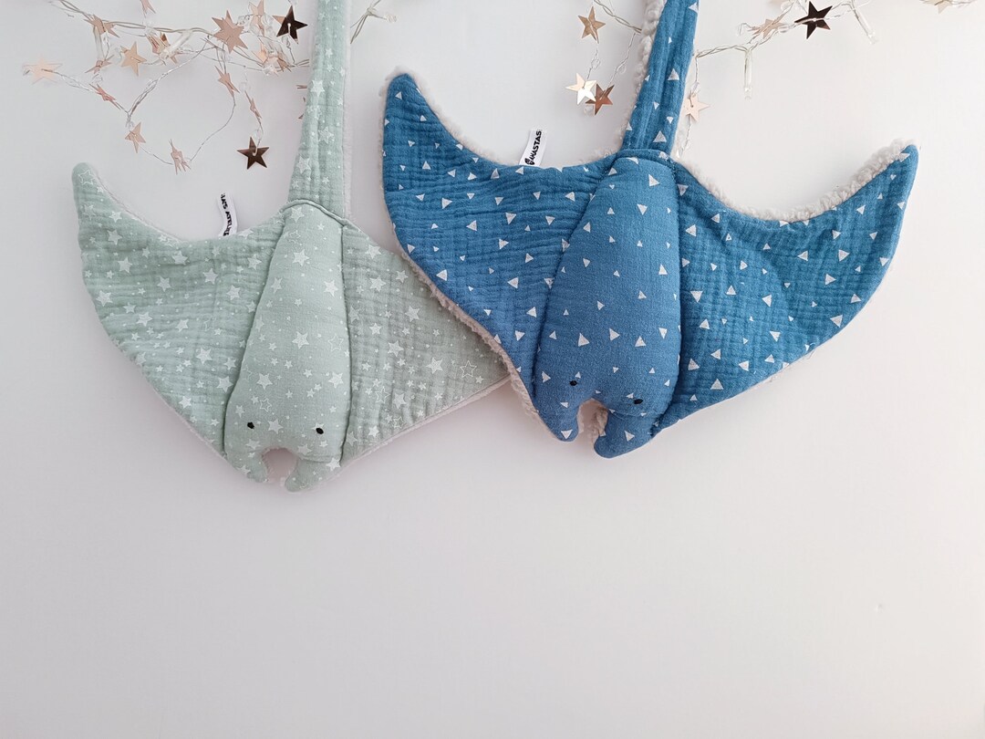 MANTA RAY Baby Comforters, STINGRAY Animal Loveys, Double Gauze Cotton ...
