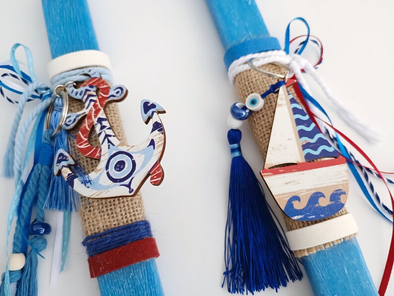 Greek Easter Lambatha Nautical, Anchor Boat Keyring Blue Lampada, Kids ...