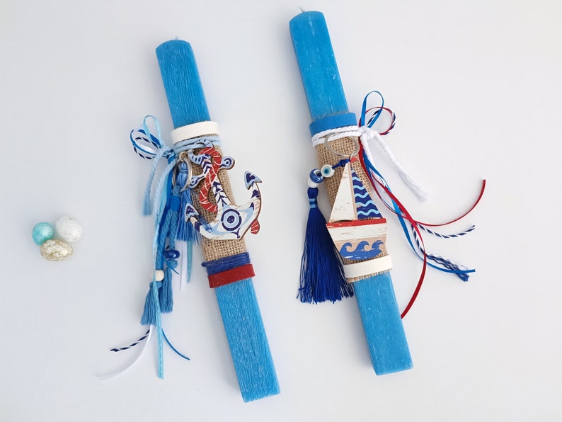 Greek Easter Lambatha Nautical, Anchor Boat Keyring Blue Lampada, Kids ...