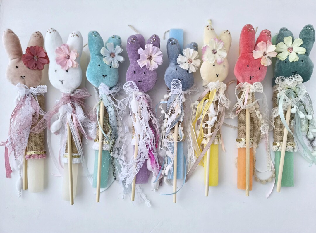 Magic Bunny Wand Kids Greek Easter Lambatha, Handmade Velvet Bunny ...