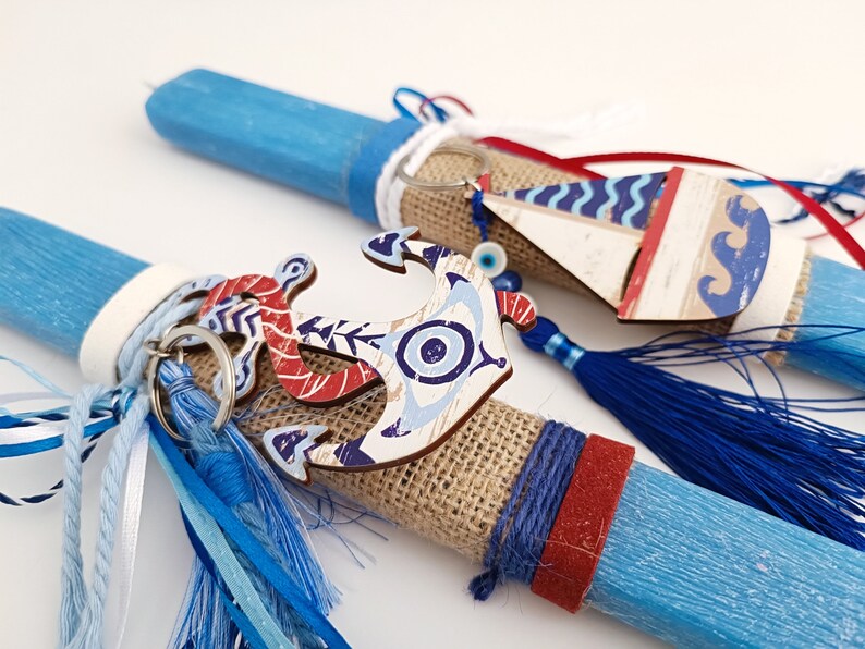 Greek Easter Lambatha Nautical, Anchor Boat Keyring Blue Lampada, Kids ...