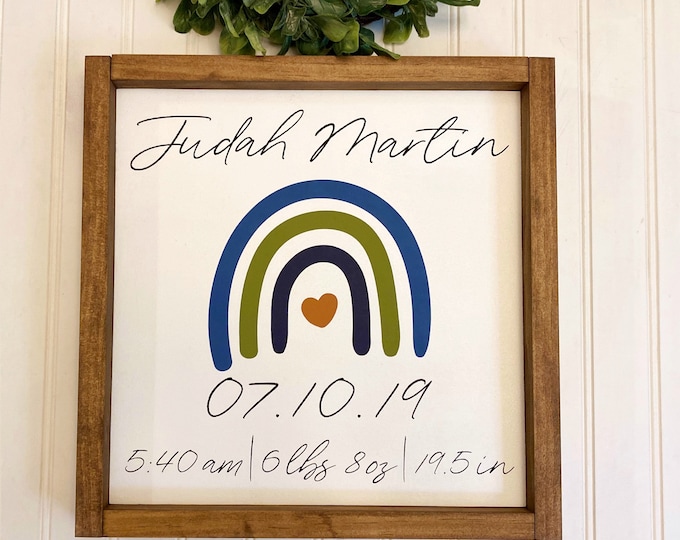 Customizable Rainbow Baby Sign | Personalized Birth Stat - Etsy
