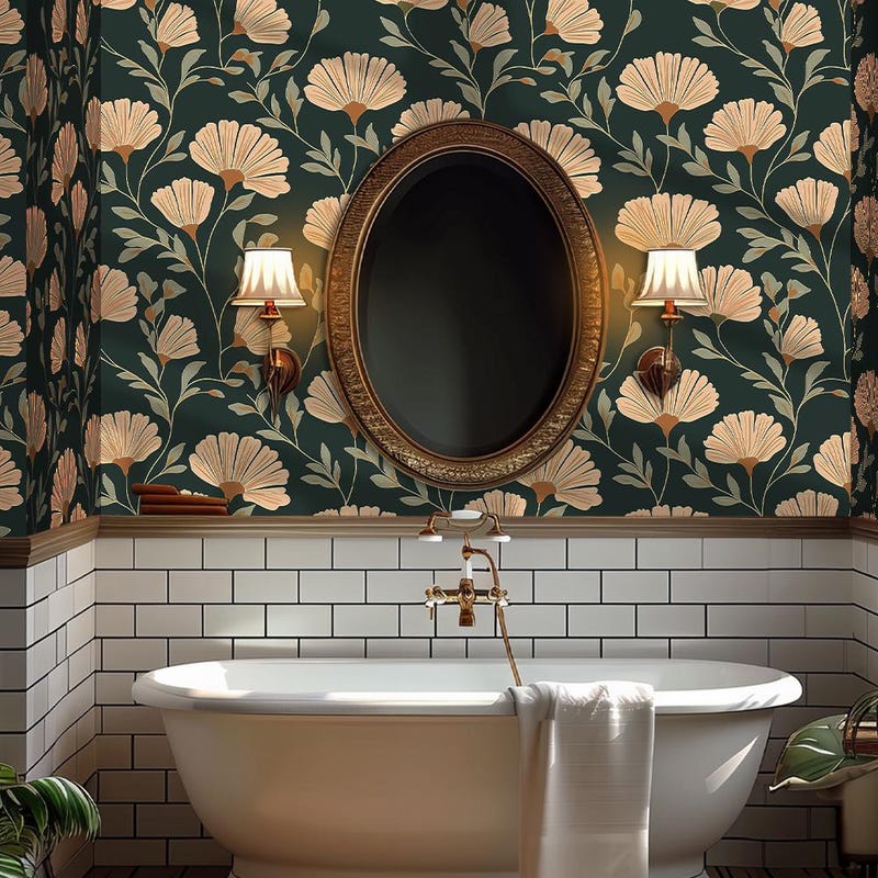 Floral Art Deco Wallpaper - Etsy