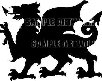 Welsh Dragon Silhouette SVG, Svg, Dxf, Cricut, Silhouette Cut File ...