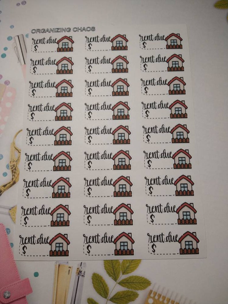 Rent Due Planner Stickers Bill Due Planner Stickers - Etsy
