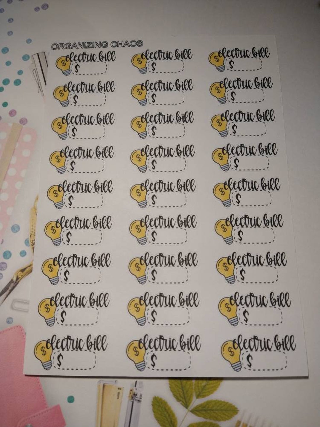 Electric Bill Due Planner Stickers, Bill Due Planner Stickers - Etsy