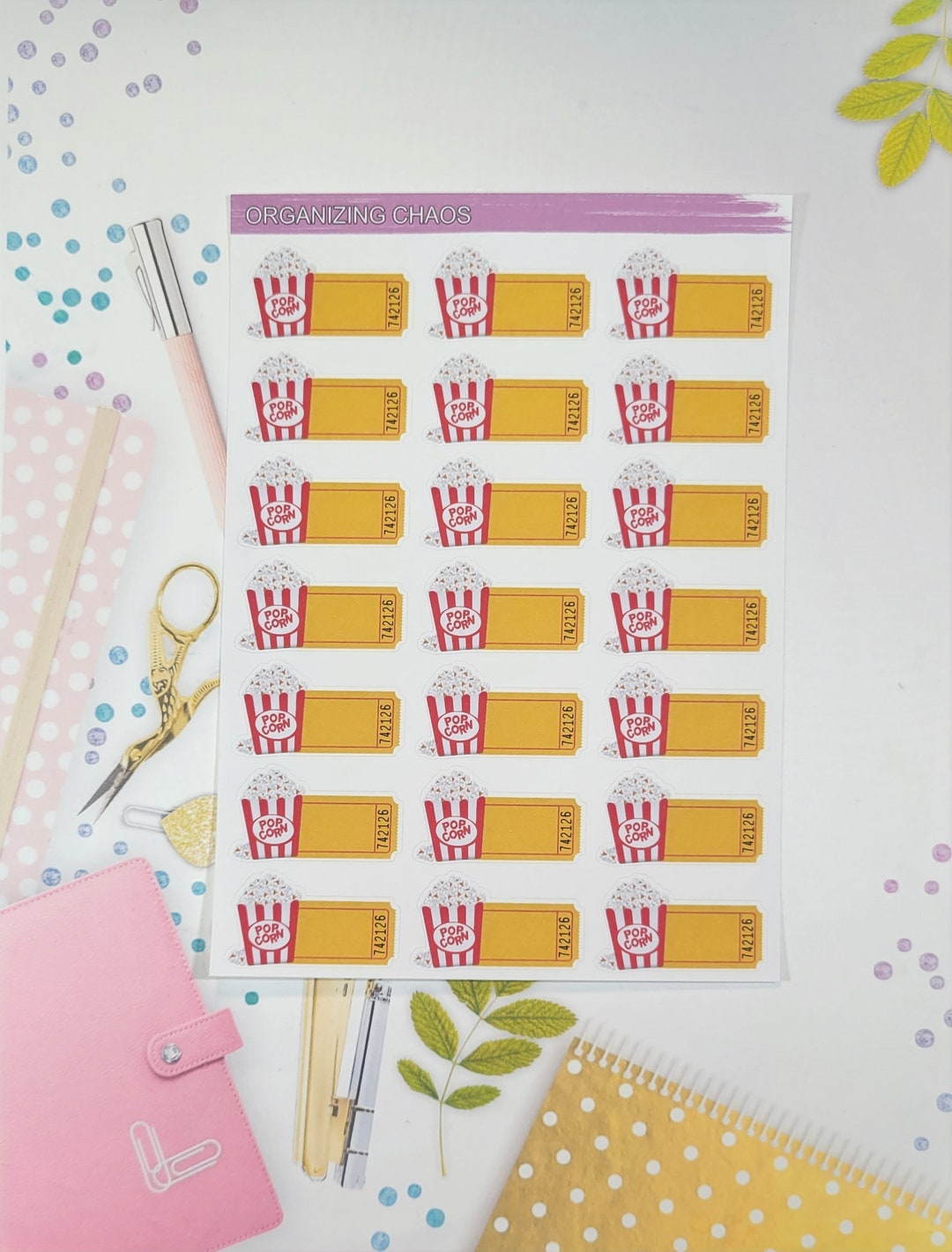 Movie Ticket Planner Stickers, Cinema Planner Stickers, Movie Night ...