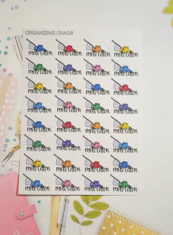 Mow Lawn Planner Stickers Lawn Mower | Etsy