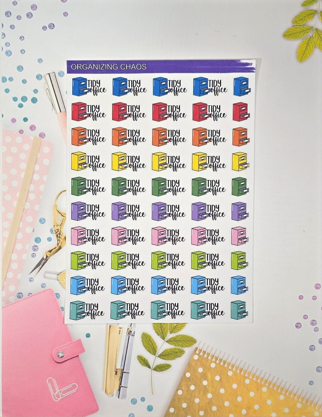 Tidy Office Planner Stickers, File Cabinet Planner Stickers, Functional ...