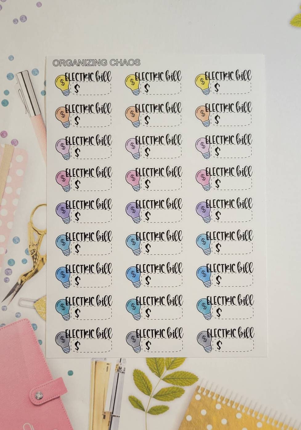 Electric Bill Due Planner Stickers Bill Due Planner Stickers | Etsy
