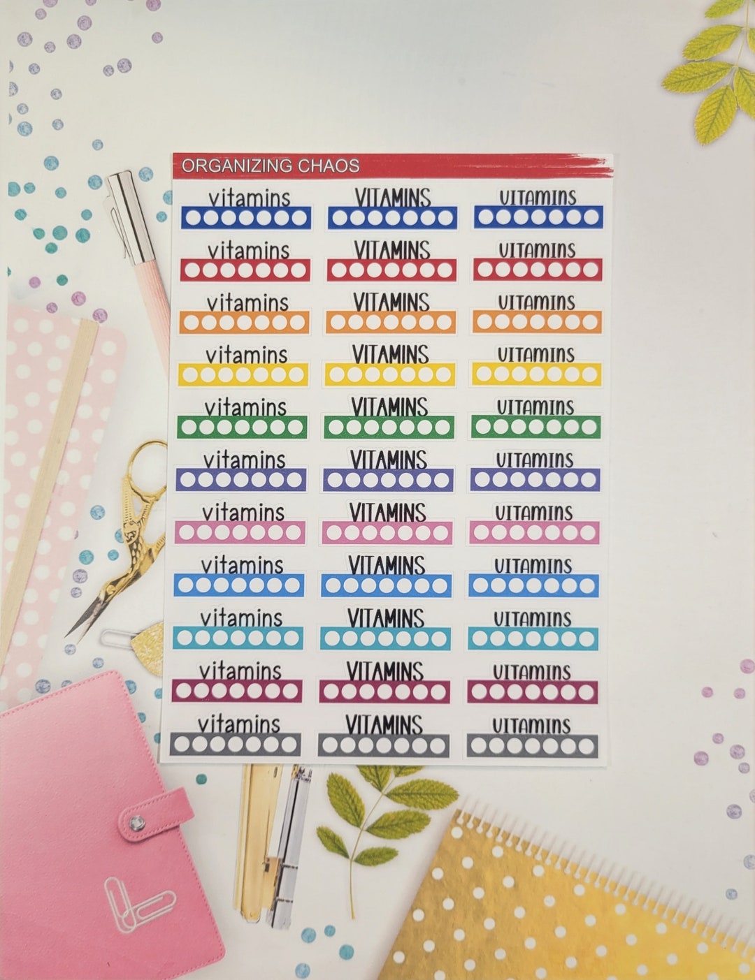 Vitamin Reminder Planner Stickers, Vitamin Tracker, Functional Planner ...