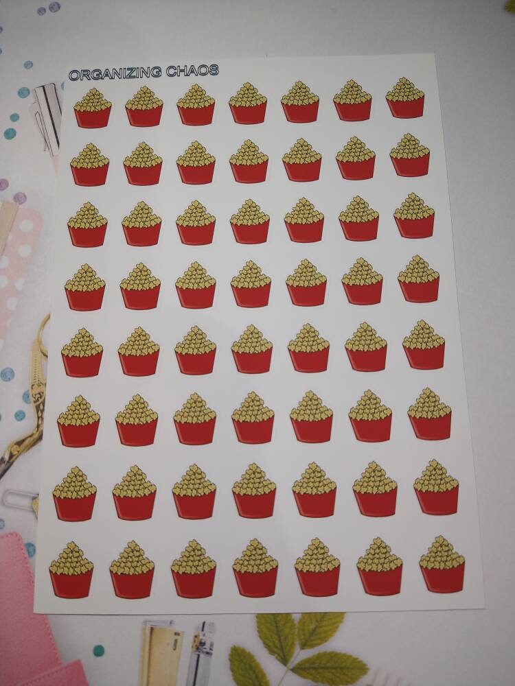 Popcorn Planner Stickers Food Planner Stickers Movie Night | Etsy