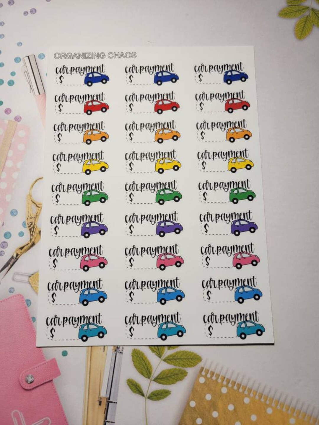 Car Payment Planner Stickers, Bill Due Planner Stickers - Etsy