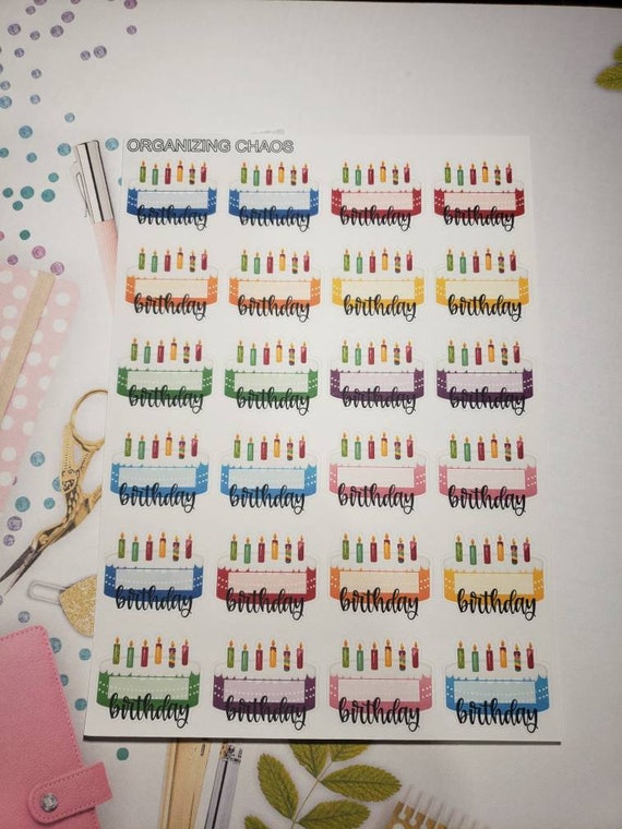 Birthday Cake Planner Stickers Birthday Planner Stickers | Etsy
