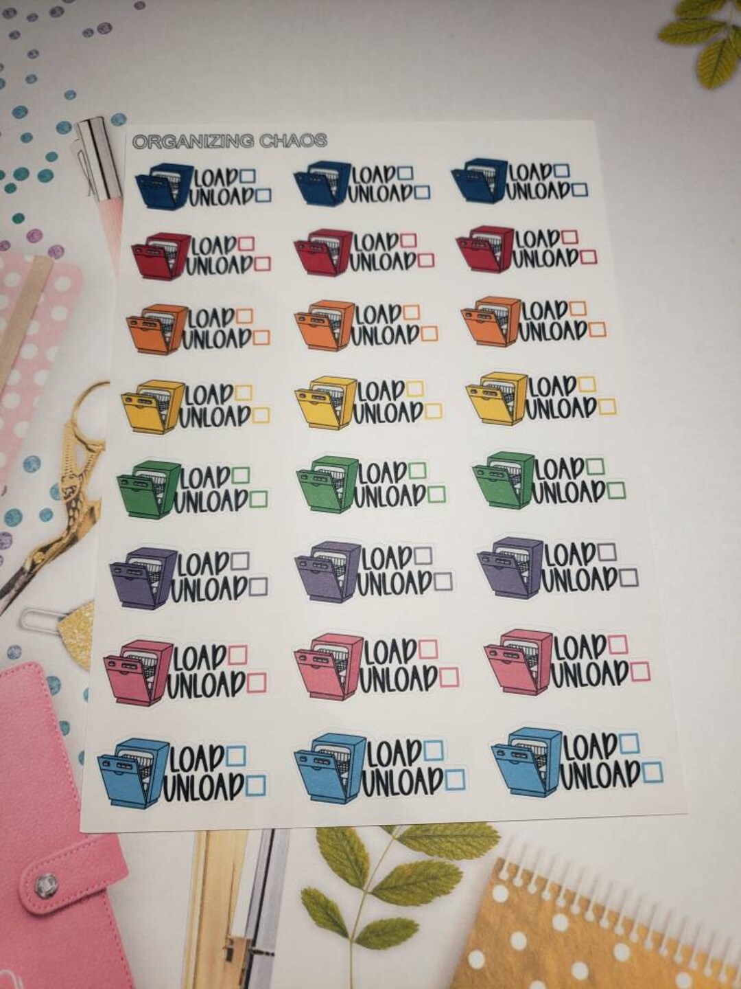 Dishwasher Planner Stickers, Load & Unload Dishwasher - Etsy