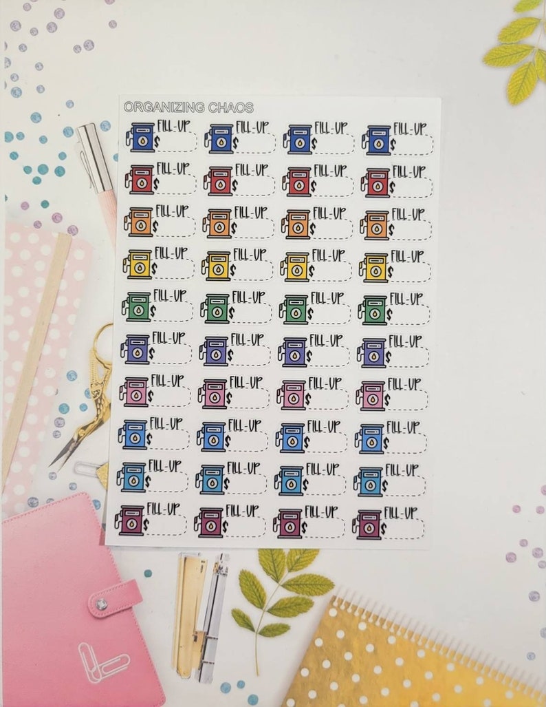 Fill-up Planner Stickers, Refuel Planner Stickers, Budgeting Stickers ...