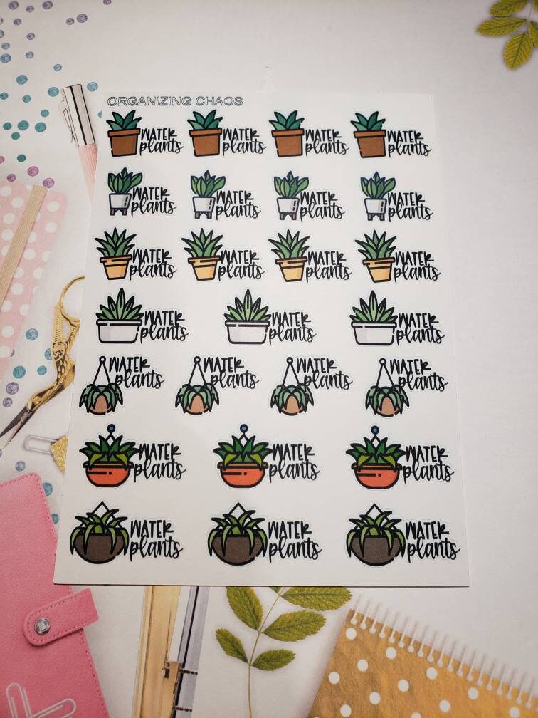 Water Plants Planner Stickers, Potted Plants, House Plants - Etsy
