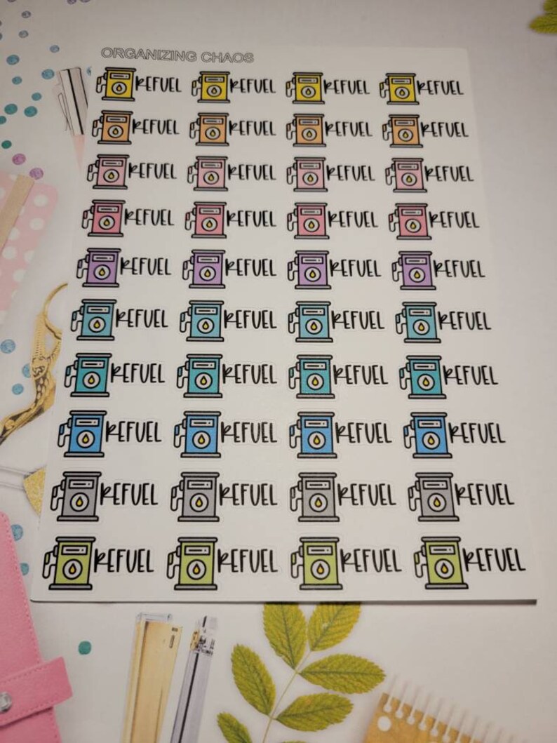 Refuel Planner Stickers Fill up Tank Planner Stickers Gas | Etsy