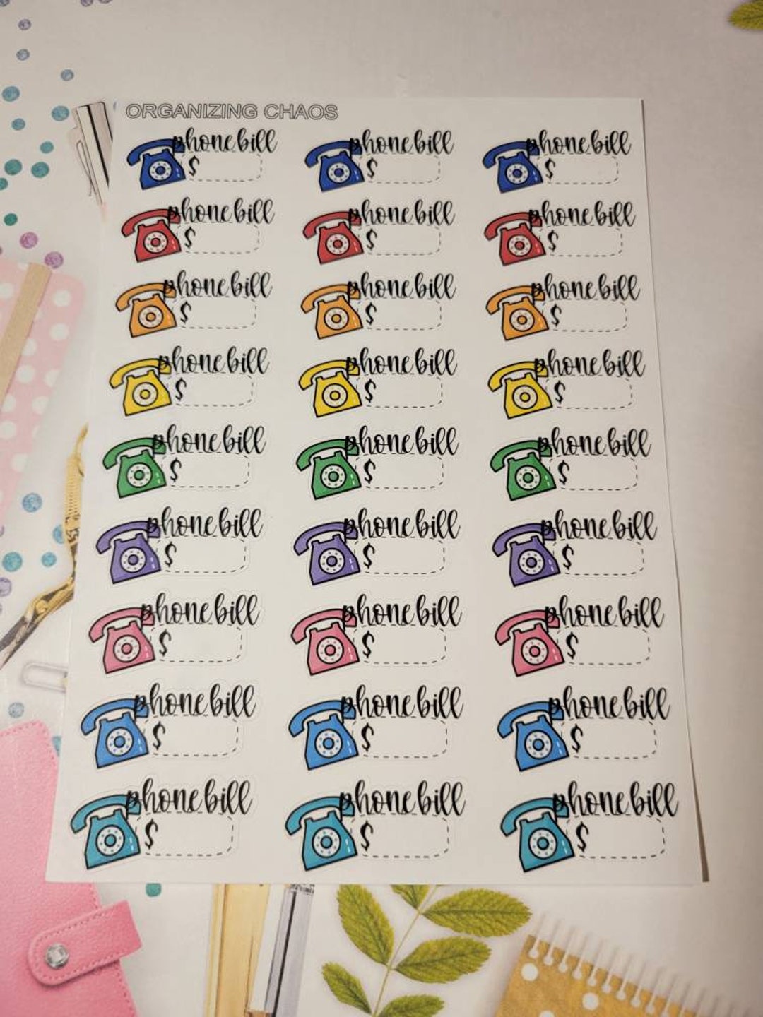 Phone Bill Planner Stickers, Bill Due Planner Stickers - Etsy