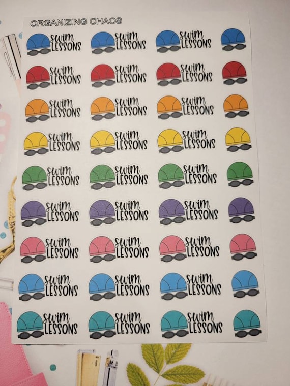 Paper Labels Swim Lessons Meet Wording Planner Stickers* Practice etna ...
