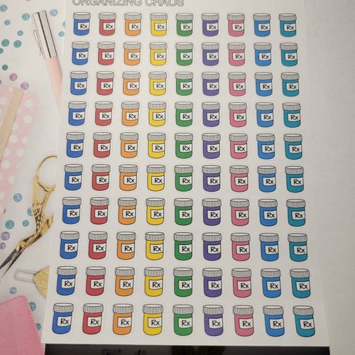 Medication Reminder Planner Stickers RX Bottle Planner - Etsy