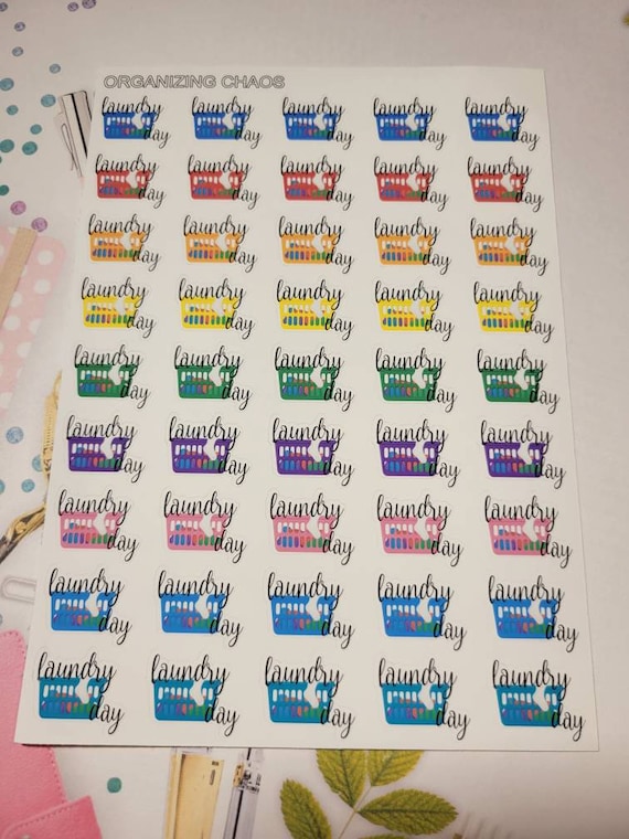 Laundry Day Planner Stickers Rainbow Laundry Basket Planner | Etsy