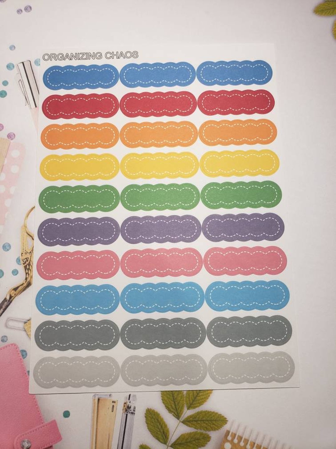 Scalloped Quarter Label Planner Sticker, Scalloped Quarter Box Planner ...