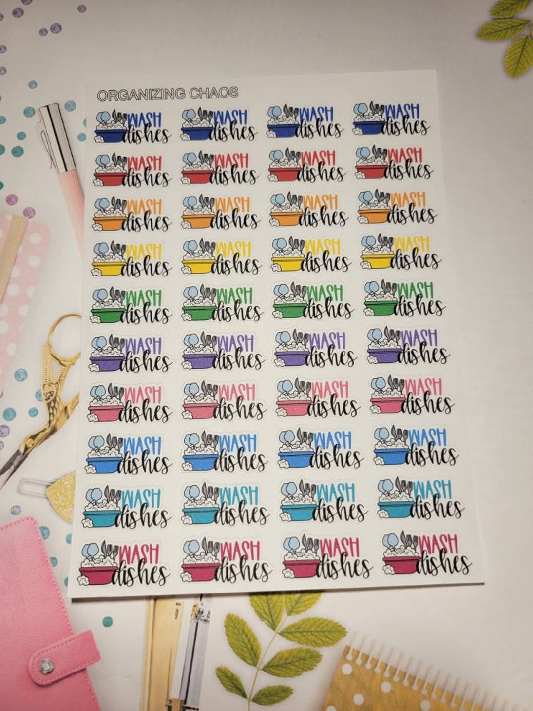 Wash Dishes Planner Stickers - Etsy