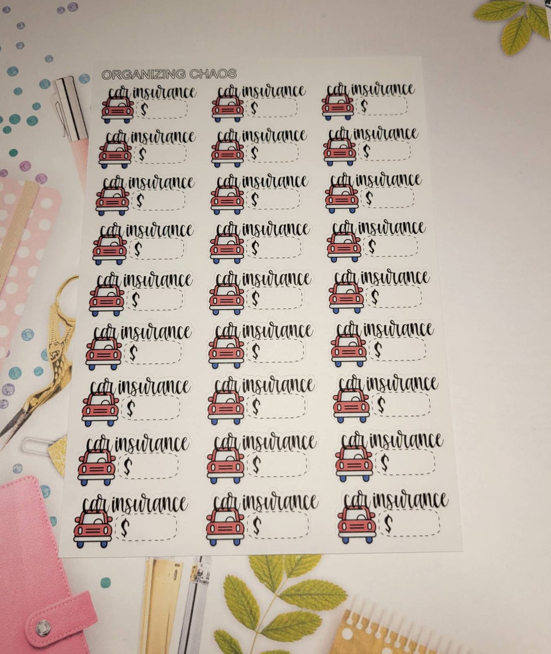 Car Insurance Planner Stickers - Etsy