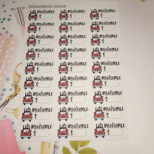 Car Insurance Tracker Checklist Planner Stickers Mix Colors - Etsy