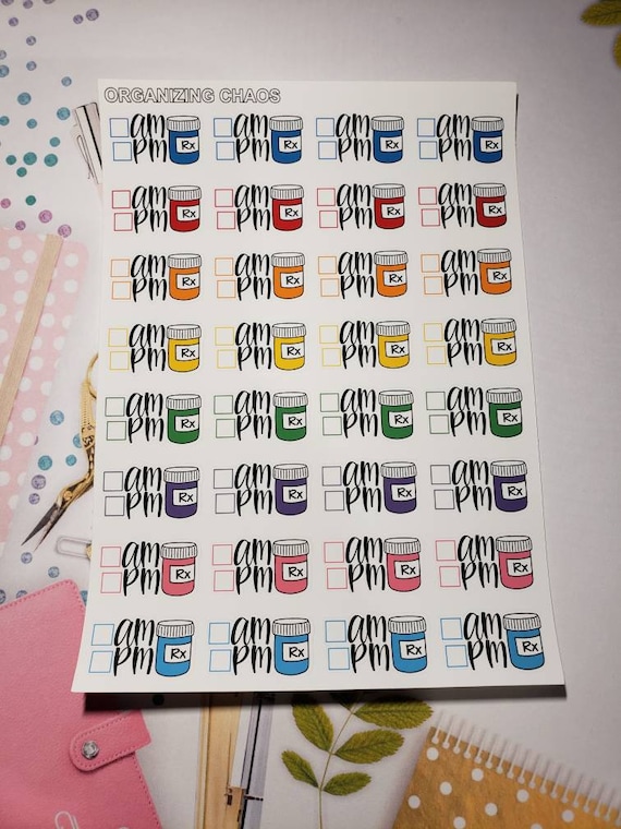 Medication Reminder Planner Stickers RX Bottle Planner - Etsy